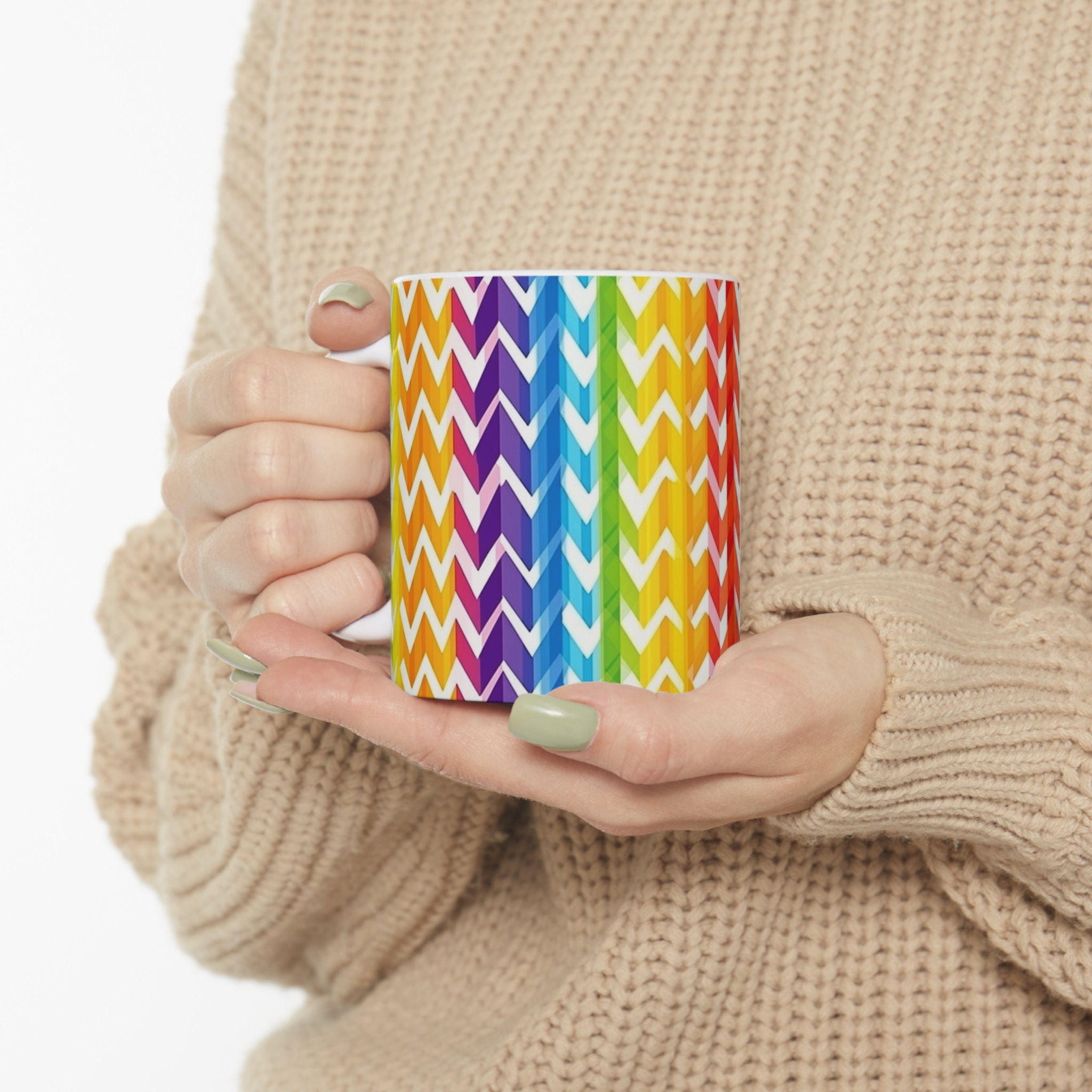 Rainbow Coffee Mug, Rainbow Tea Cup, Abstract Tea Cup, Abstract Rainbow ...