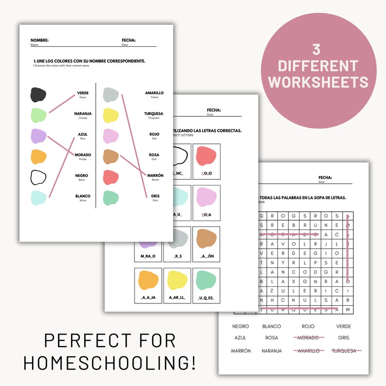 Spanish Color Worksheets for Kids Printable Spanish Color - Etsy