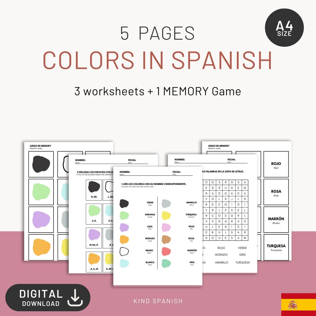 Spanish Color Worksheets for Kids Printable Spanish Color Worksheets ...