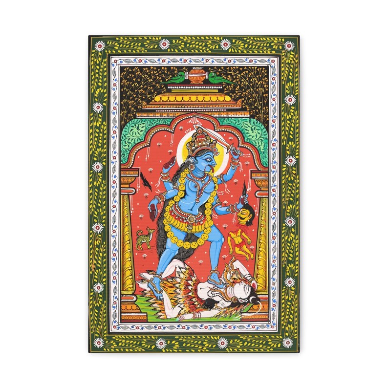 Kali Mata Canvas, Maa Maha Kali Pattachitra Painting, Hindu Goddess Art ...