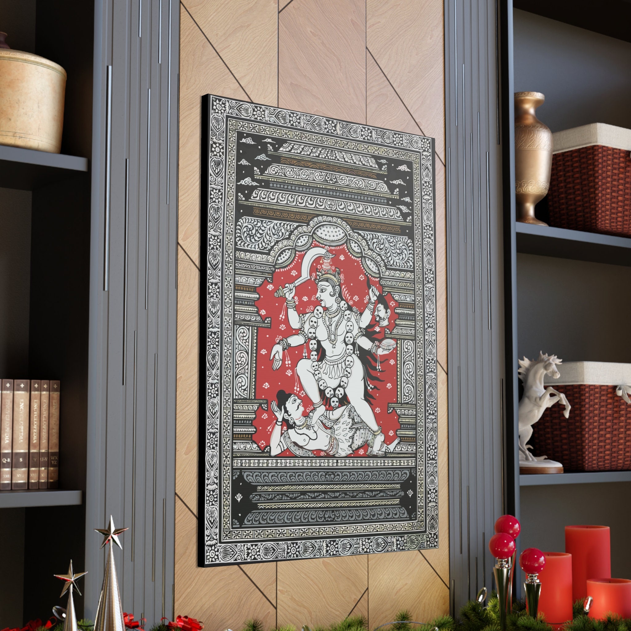Kali Mata Canvas, Maa Maha Kali Pattachitra Painting, Hindu Goddess Art ...