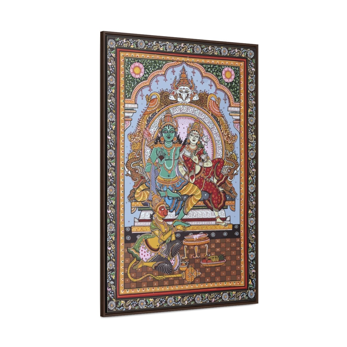 Lord Shri Rama, Sita & Hanuman Darbar Handmade Pattachitra Painting ...