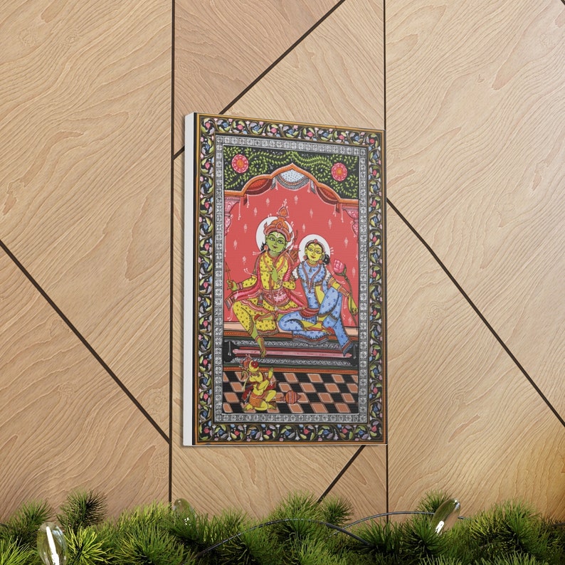 Lord Shri Rama, Sita & Hanuman Darbar Handmade Pattachitra Painting ...
