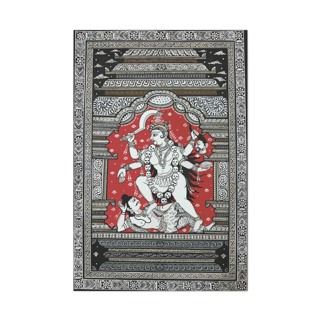 Kali Mata Canvas, Maa Maha Kali Pattachitra Painting, Hindu Goddess Art ...