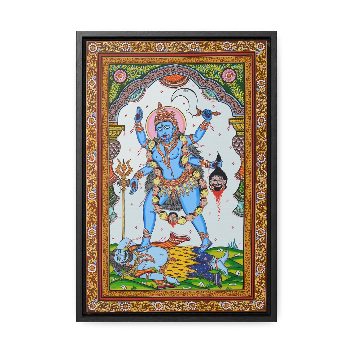 Kali Mata Canvas, Maa Maha Kali Pattachitra Painting, Hindu Goddess Art ...