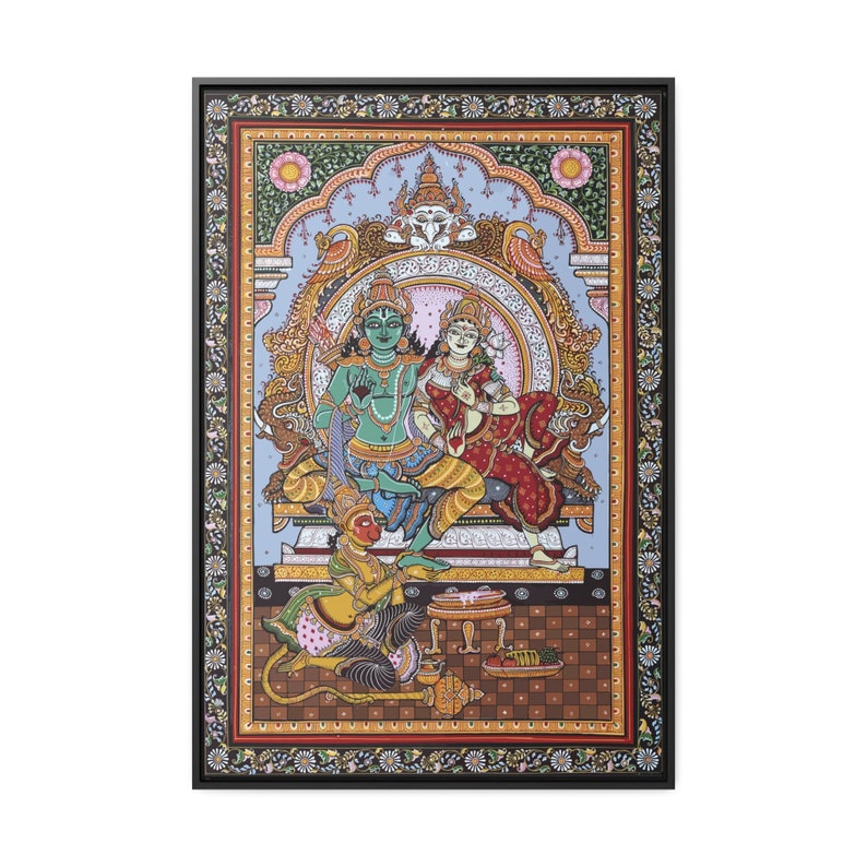 Lord Shri Rama, Sita & Hanuman Darbar Handmade Pattachitra Painting ...