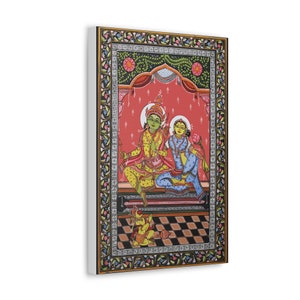 Lord Shri Rama, Sita & Hanuman Darbar Handmade Pattachitra Painting ...