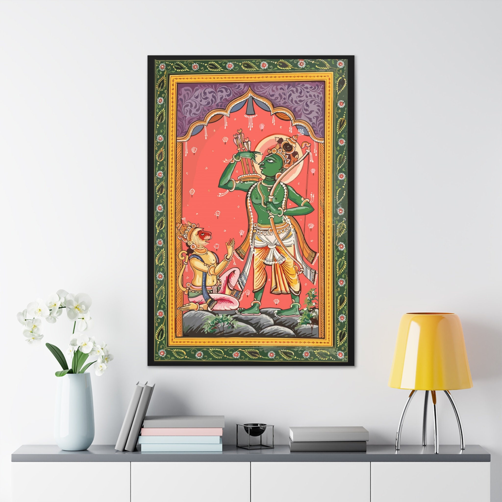 Sri Ram Hanuman Handmade Pattachitra Painting Kalamkari, Madhubani ...