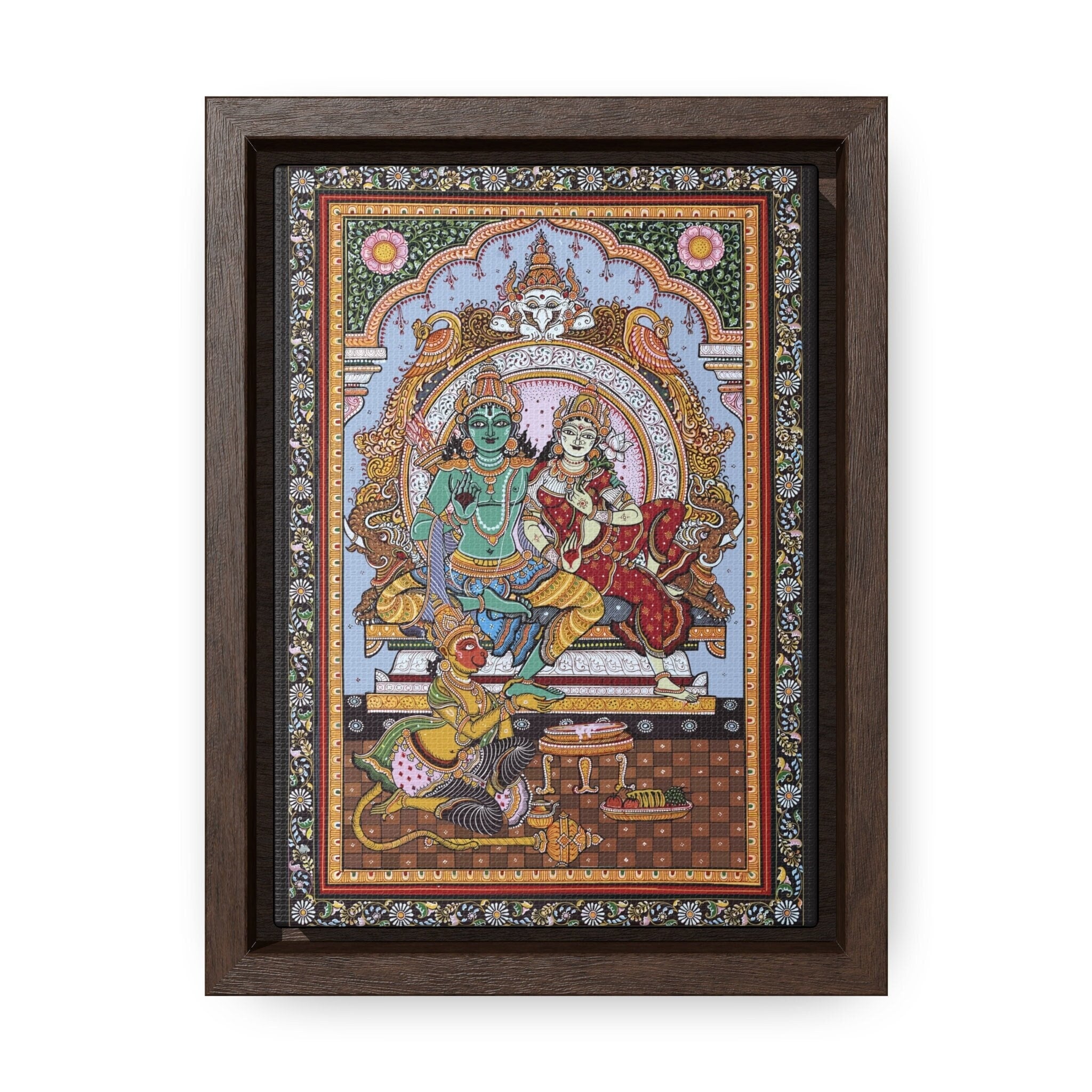 Lord Shri Rama, Sita & Hanuman Darbar Handmade Pattachitra Painting ...