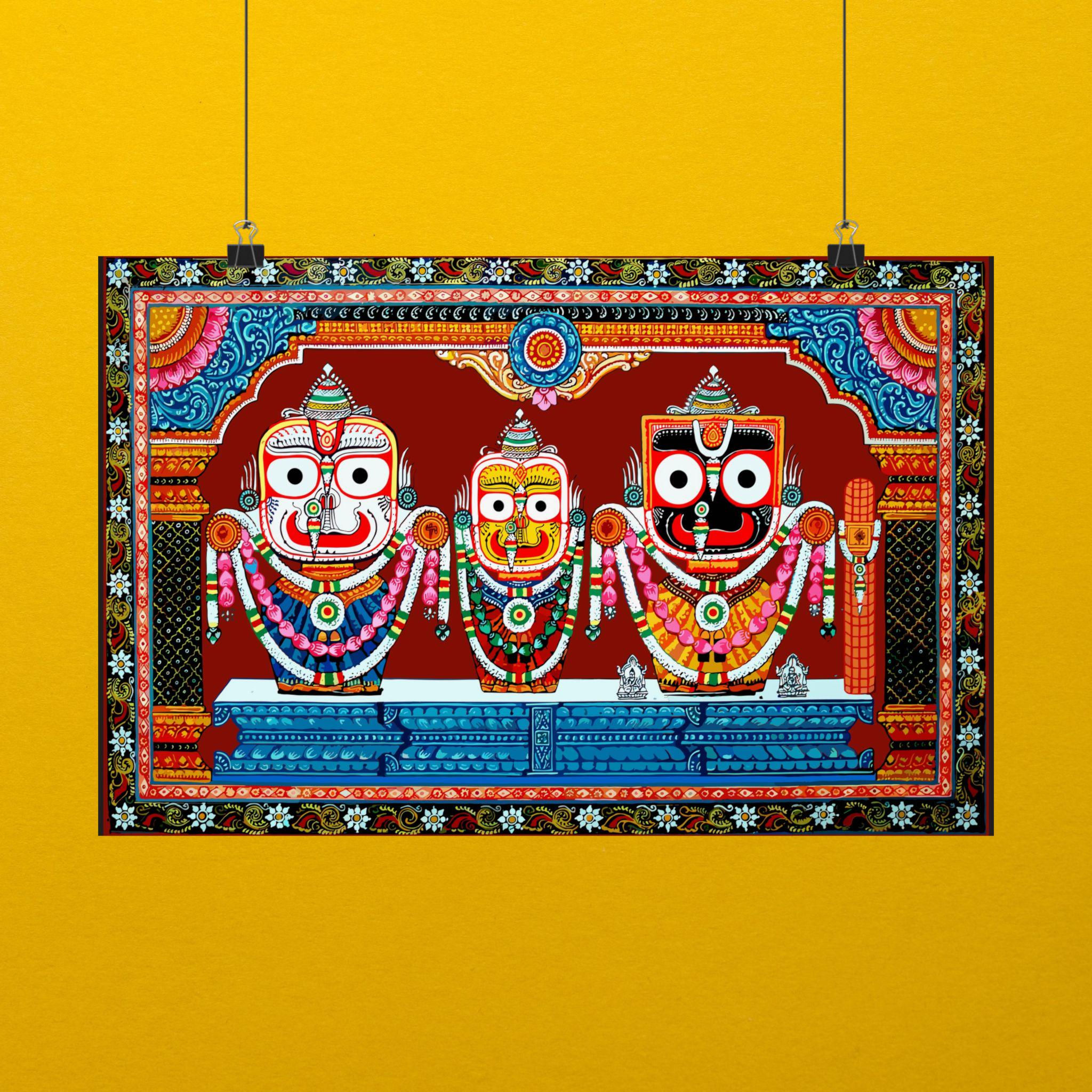 Lord Jagannath Subhadra Balade Pattachitra Poster | Radha Krishna ...
