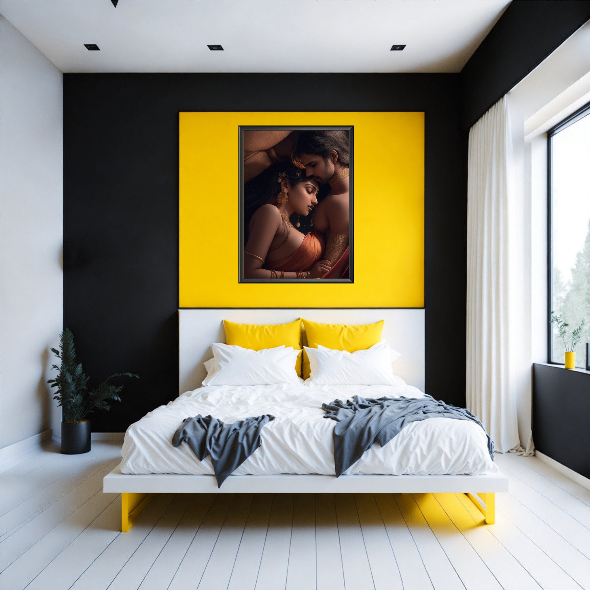 Wall Art Couple Kissing Abstract Kissing Couple Art Canvas Etsy