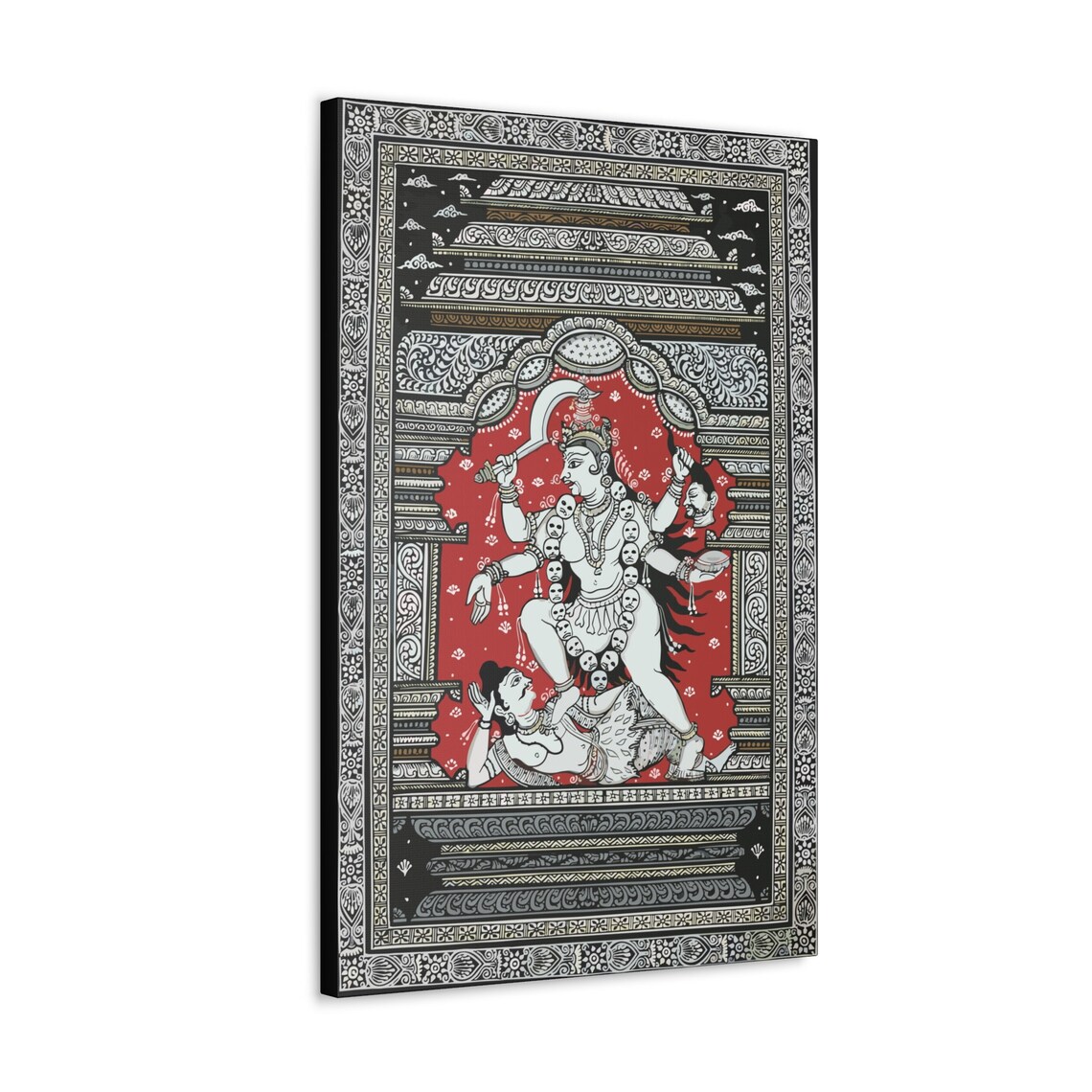 Kali Mata Canvas, Maa Maha Kali Pattachitra Painting, Hindu Goddess Art ...