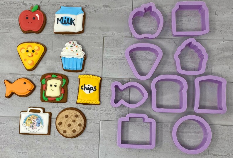 Back to School Mini Cookie Cutter Set, Apple, Milk Carton, Cheese Slice ...