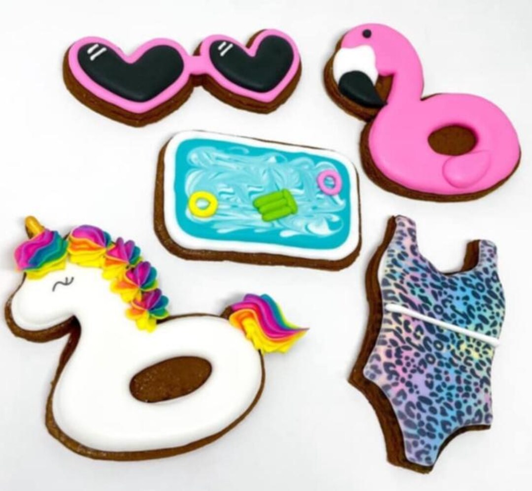 Summer Pool Party Cookie Cutter Set - Inflatable Unicorn Horse Pool ...