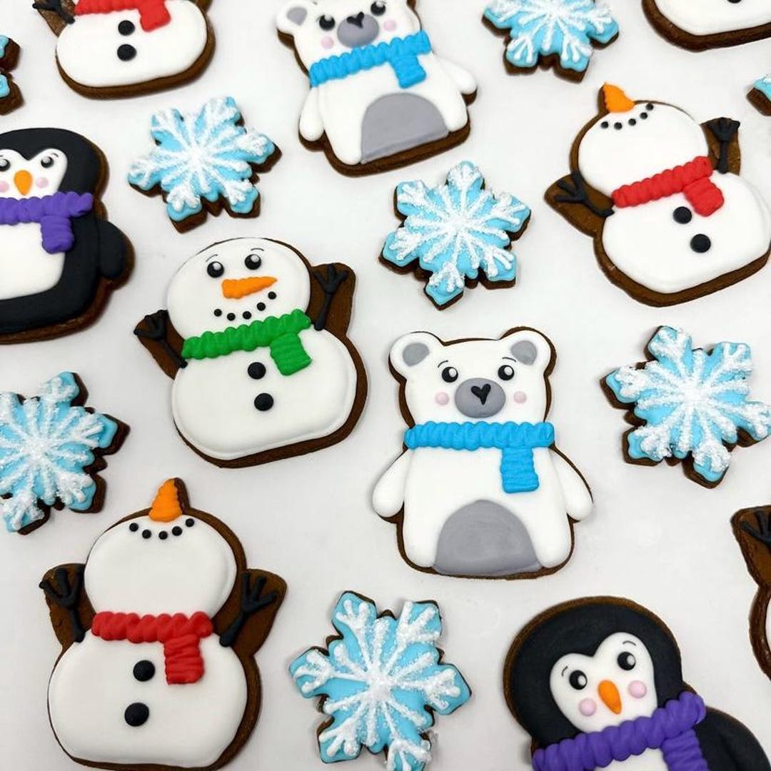 Winter Snowmen, Penguin, and Polar Bear Cookie Cutter Set, Snowflake ...