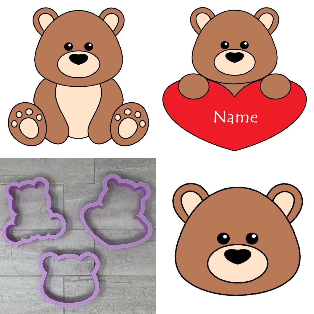 Teddy Bear Cookie Cutter Cutters Set - Valentine, Valentines, Heart ...