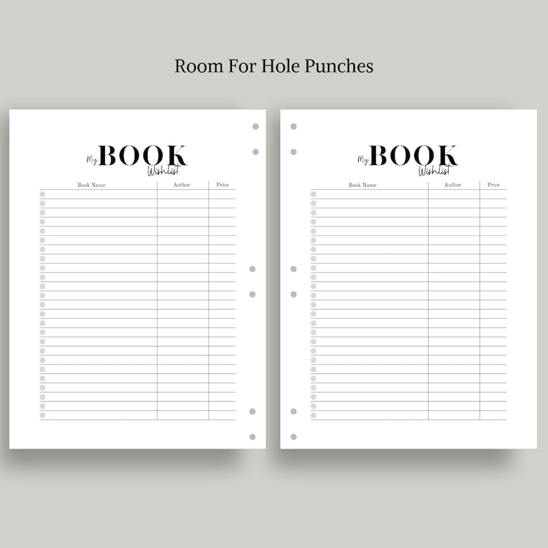 Personalized Book Wishlist | Reading Journal | Editable PDF | A4, A5 ...