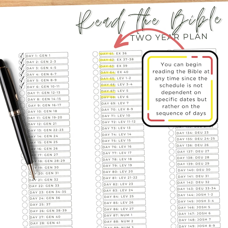 Two Year Bible Reading Plan | 2 Year Bible Reading Plan PDF Printable ...