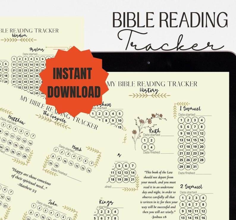 Daily Bible Reading Progress Tracker | Bible Reading Log | Bible Book ...