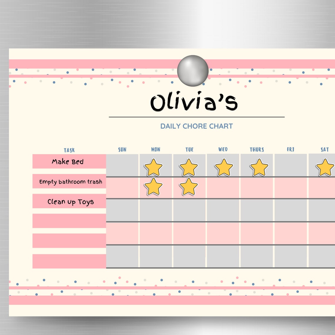 Girls PDF Printable Chore Chart Chore Chart for Girls - Etsy