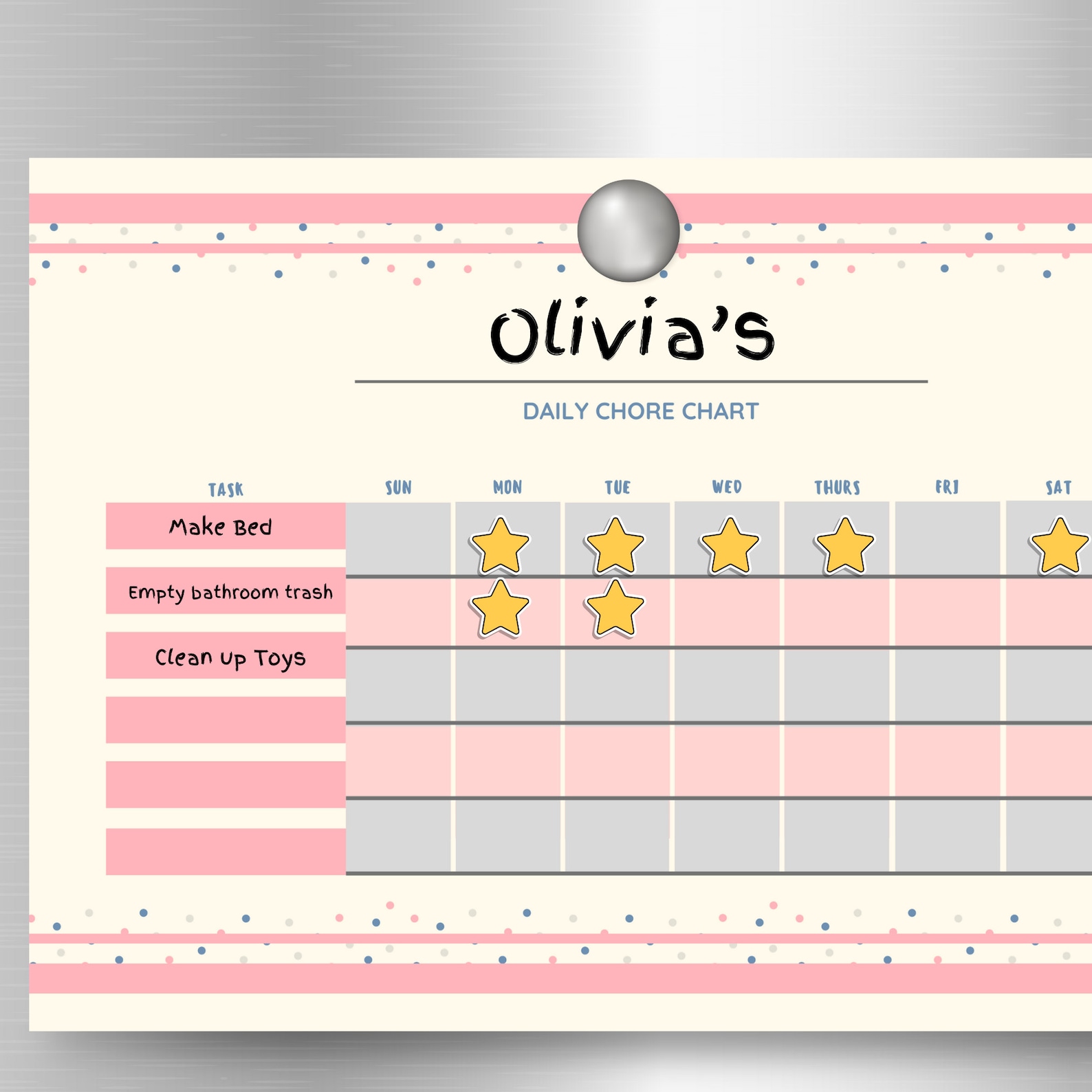 Girls PDF Printable Chore Chart Chore Chart for Girls - Etsy