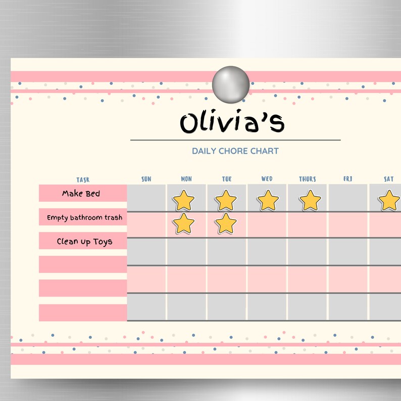 Girls PDF Printable Chore Chart Chore Chart for Girls - Etsy