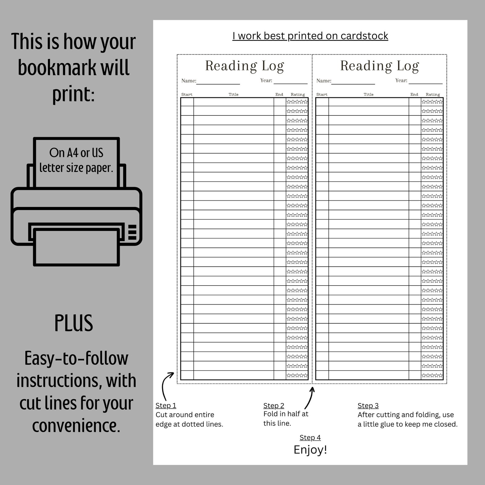 Reading Log Bookmark Printable | Track Your Reading | Book Tracker ...