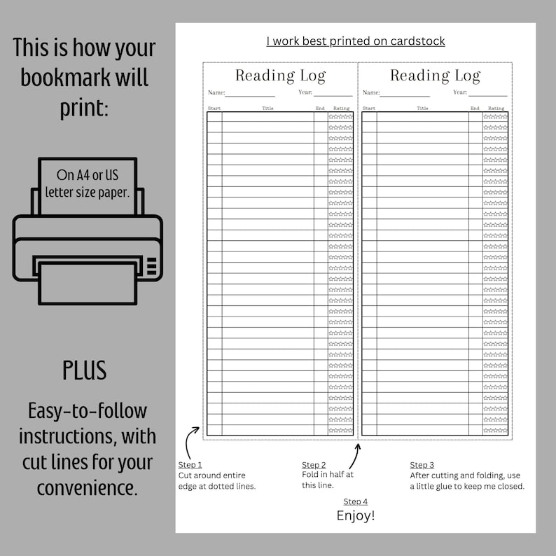 Reading Log Bookmark Printable | Track Your Reading | Book Tracker ...