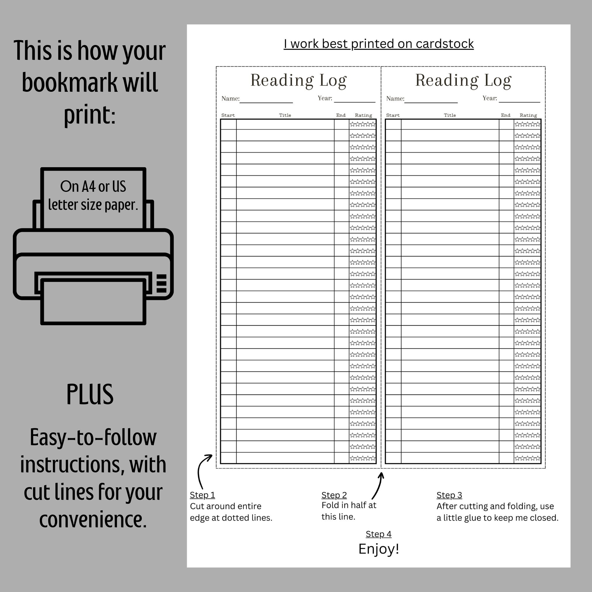 Reading Log Bookmark Printable | Track Your Reading | Book Tracker ...