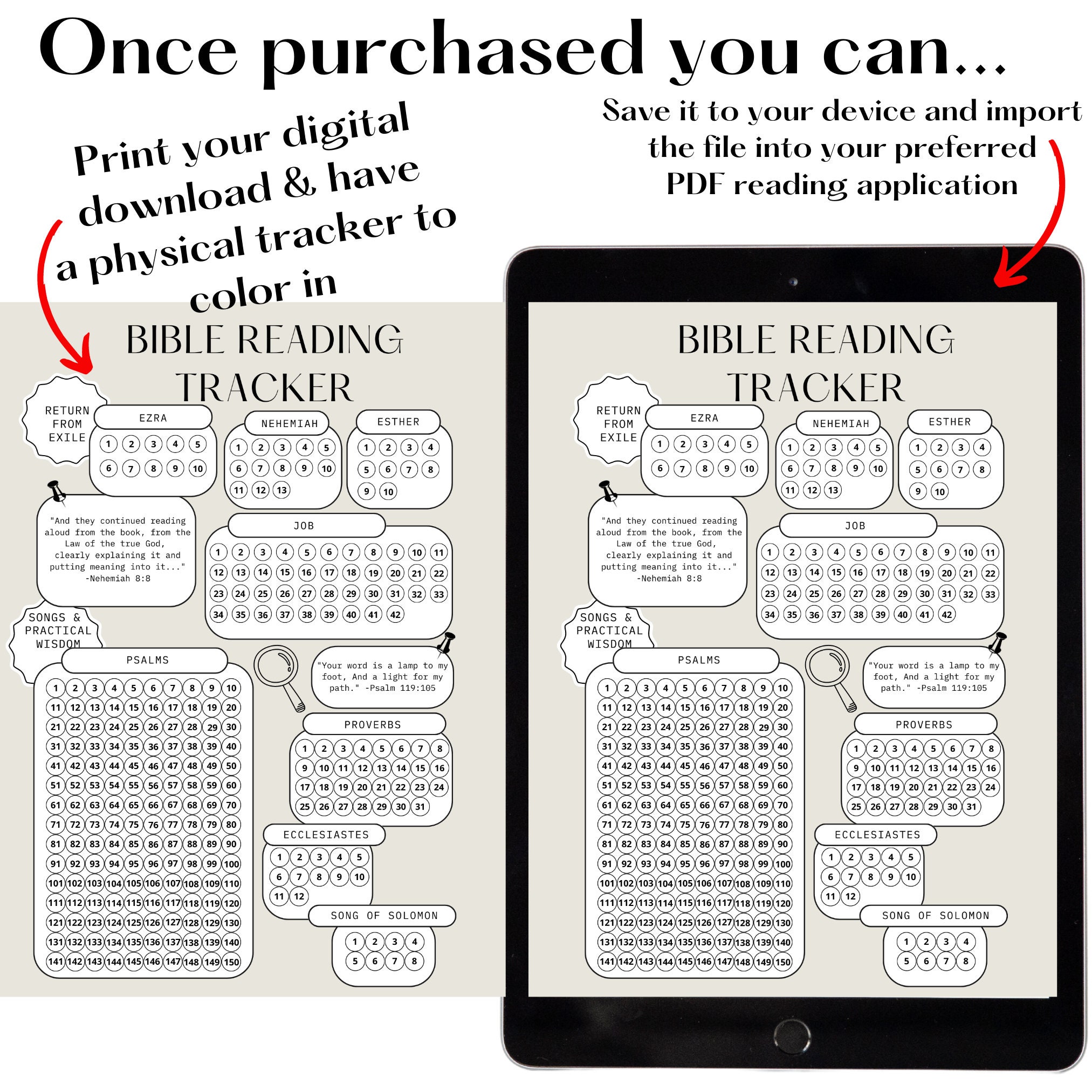 Modern Minimalist Bible Reading Progress Tracker Bible Book Tracker ...