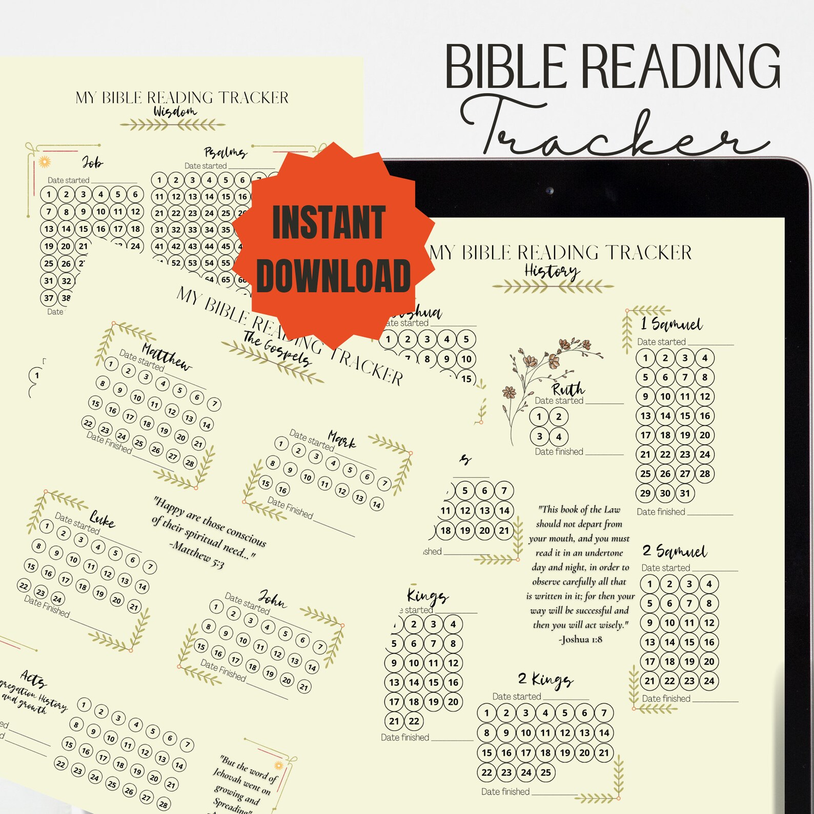 Bible Reading Tracker Book & Chapter Bundle Books of the Bible ...