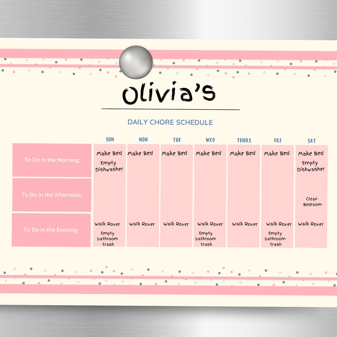 Girls PDF Printable Chore Chart Chore Chart for Girls - Etsy