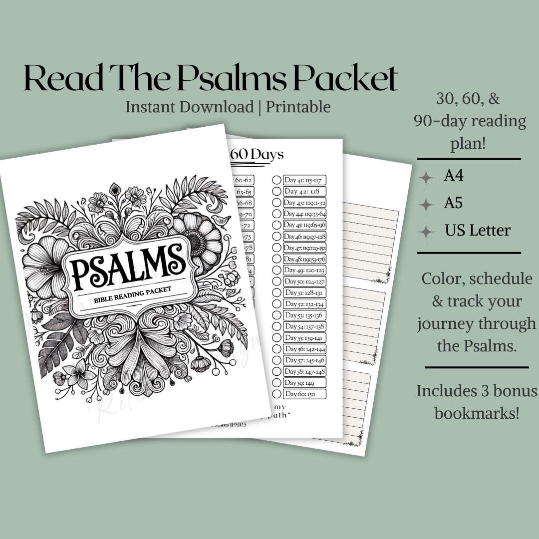 Psalms Bible Reading Packet | Printable Tracker, Reflections, Coloring ...