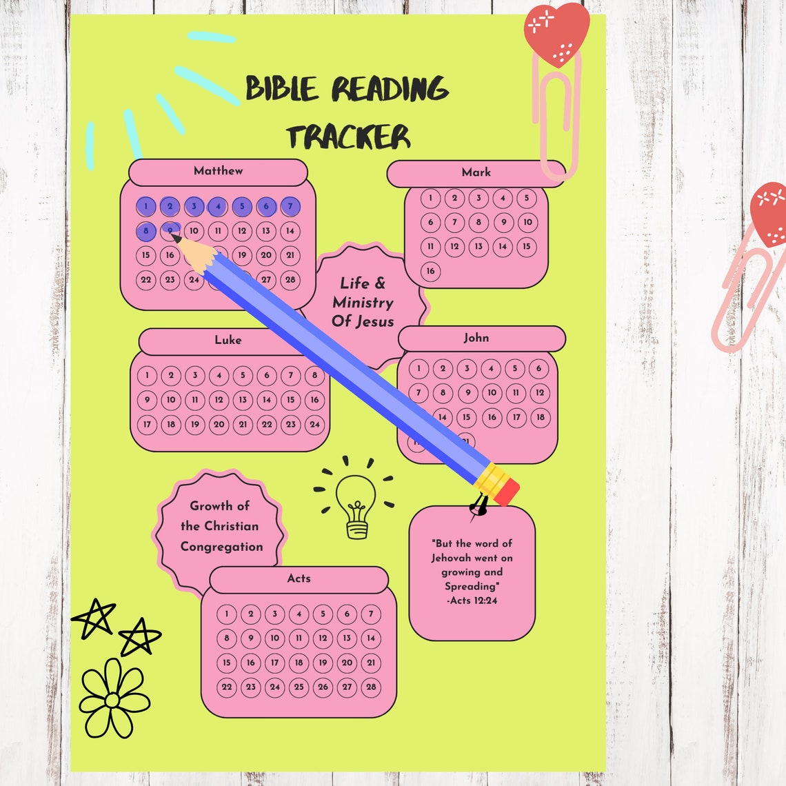 Daily Bible Reading Progress Tracker for Youth Printable Bible Reading ...