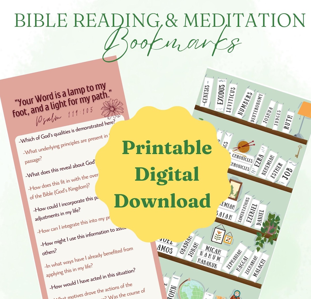 Bible Study & Mediation Prompt Bookmarks | Bible Reading Printable ...