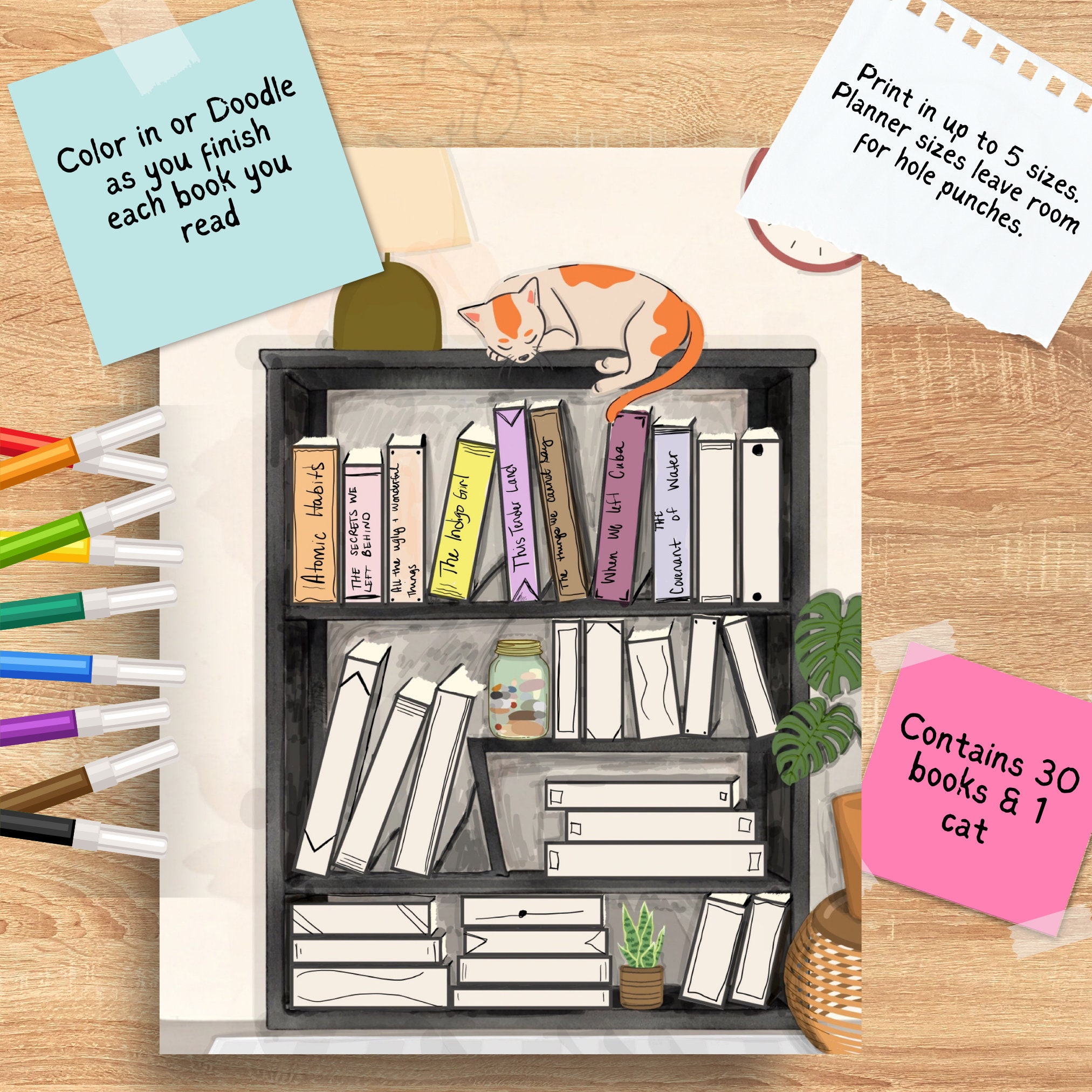 Reading Tracker Printable Blank Book Shelf Coloring Page - Etsy