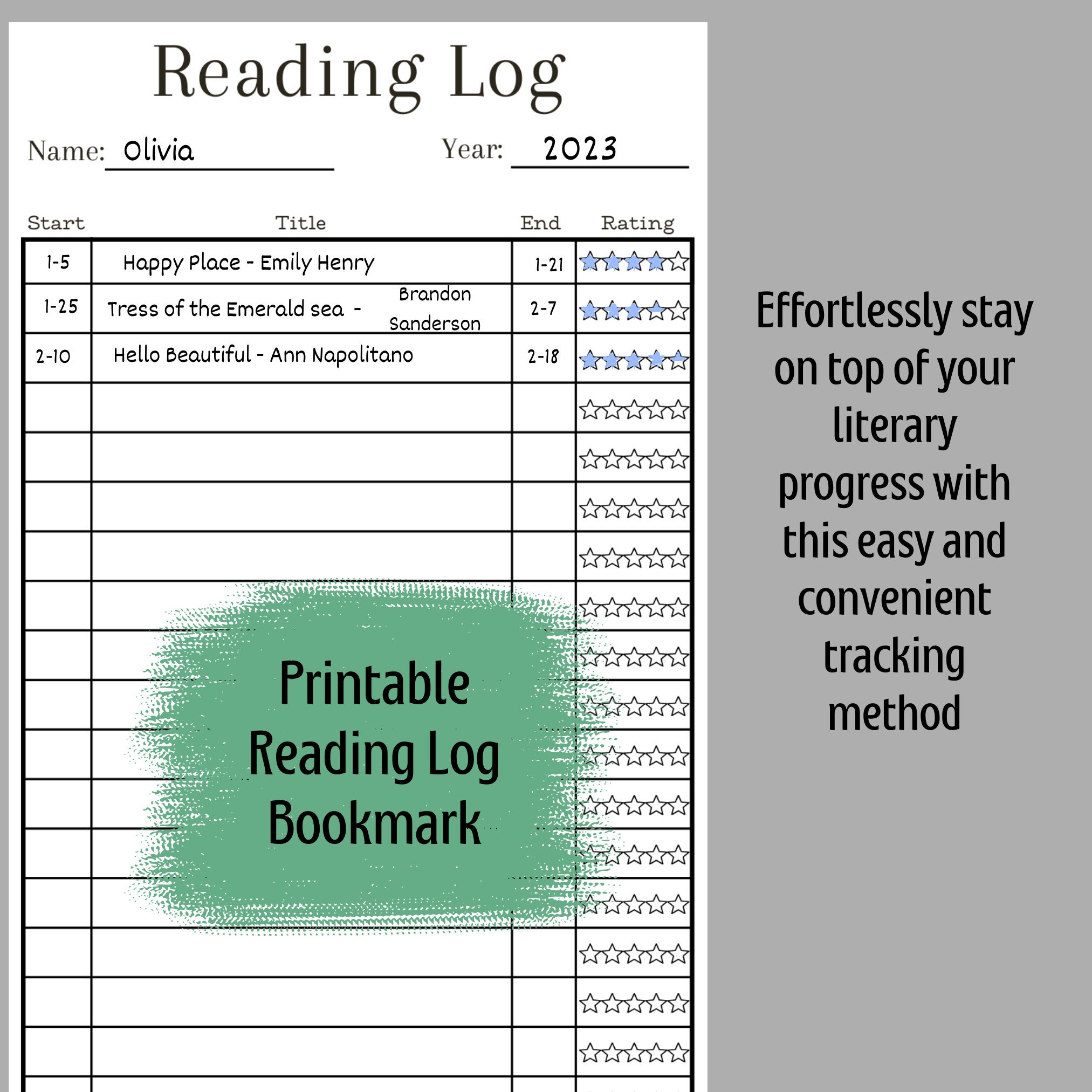 Printable Reading & Book Lover's Bookmark Bundle Book Log, Quote ...