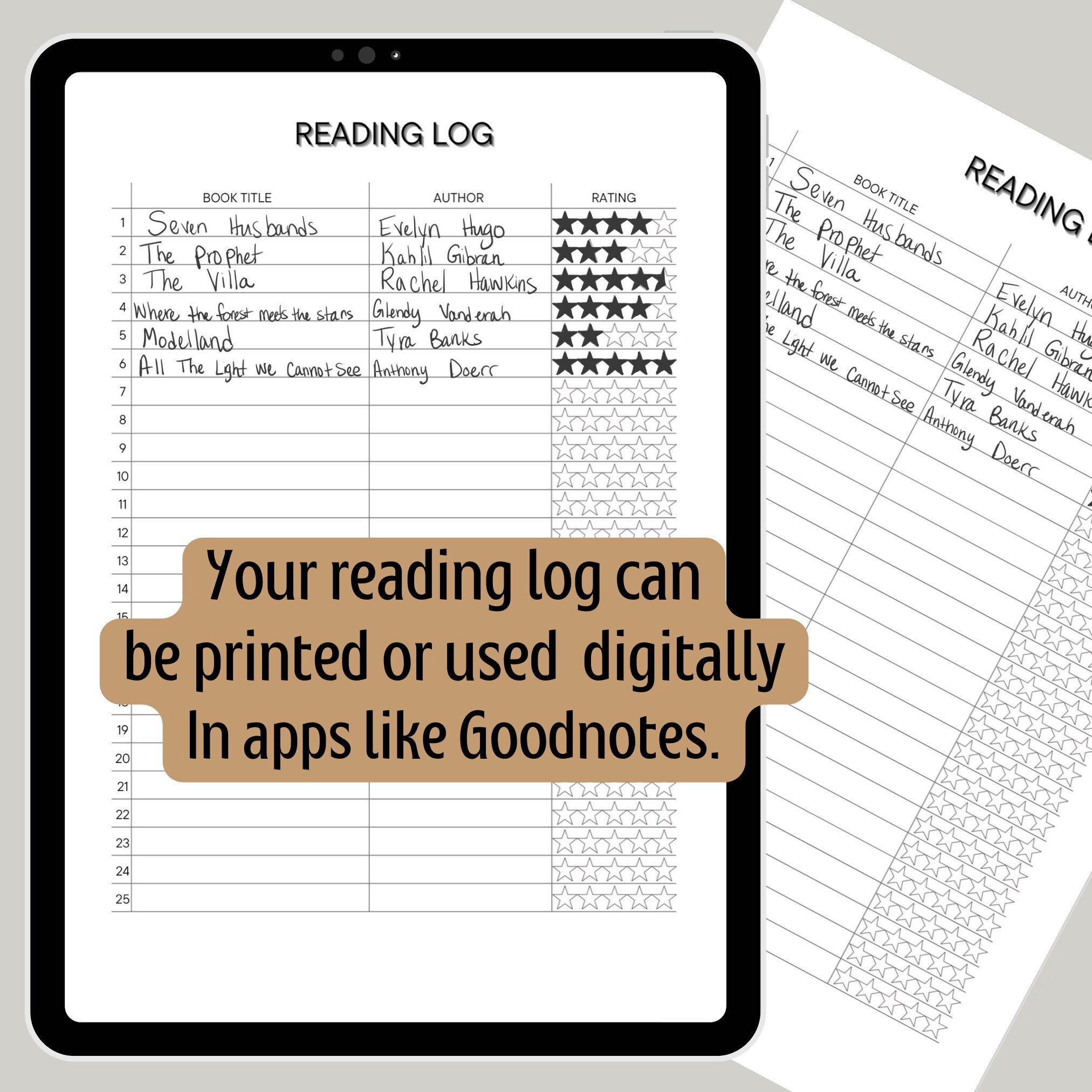 Simple Printable Reading Log Template | Minimalist Book Tracker | Books ...