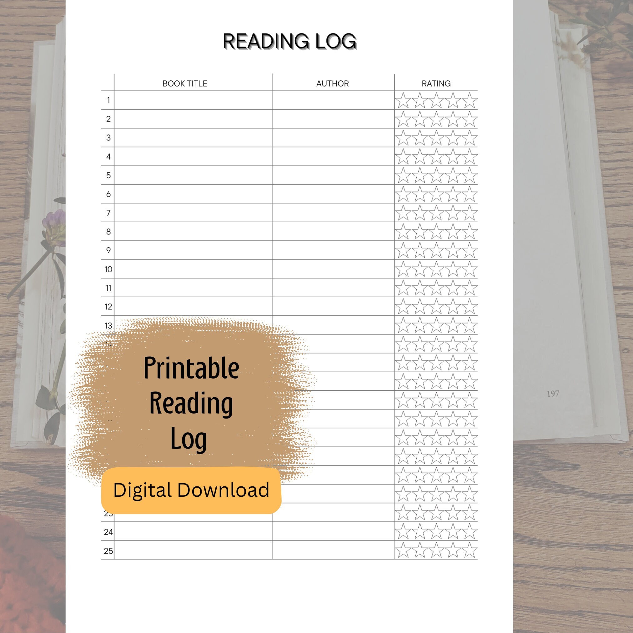 Simple Printable Reading Log Template | Minimalist Book Tracker | Books ...