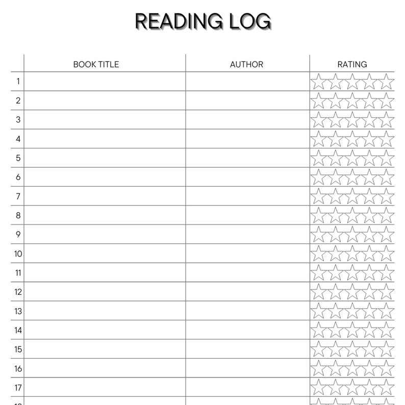 Simple Printable Reading Log Template Minimalist Book Tracker Books I ...
