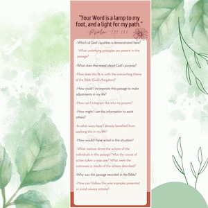 Apply God's Word: Meditation Bookmarks Prompts for Bible Reading ...