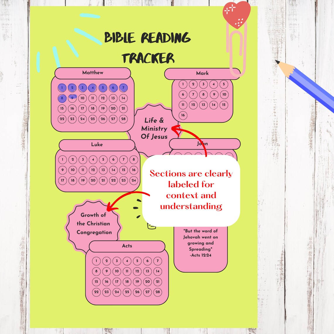 Daily Bible Reading Progress Tracker for Youth Printable Bible Reading ...