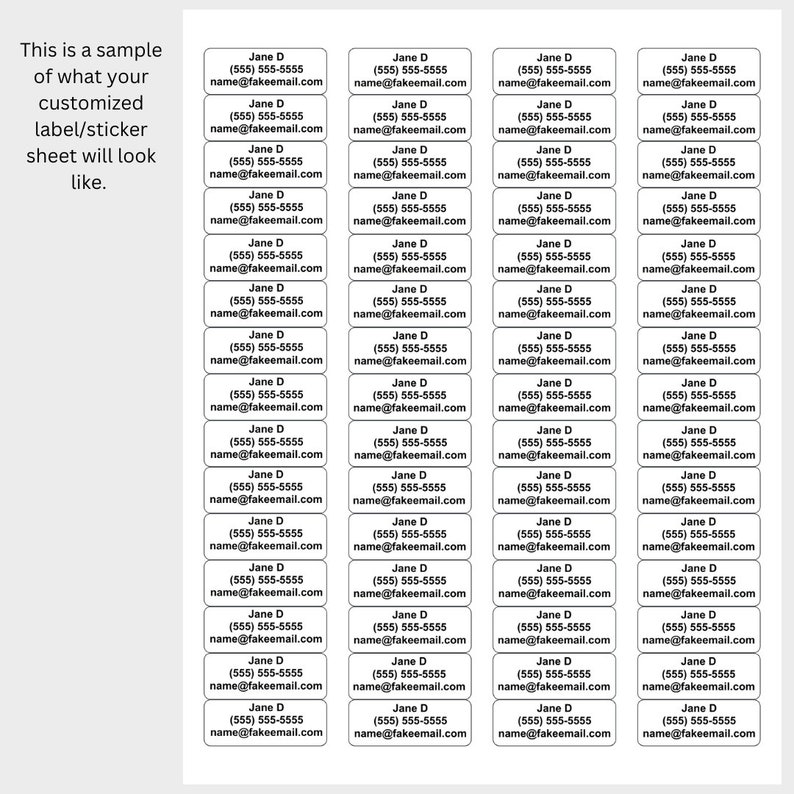 JW Contact Card Labels With Personalized Contact Information Fits All ...