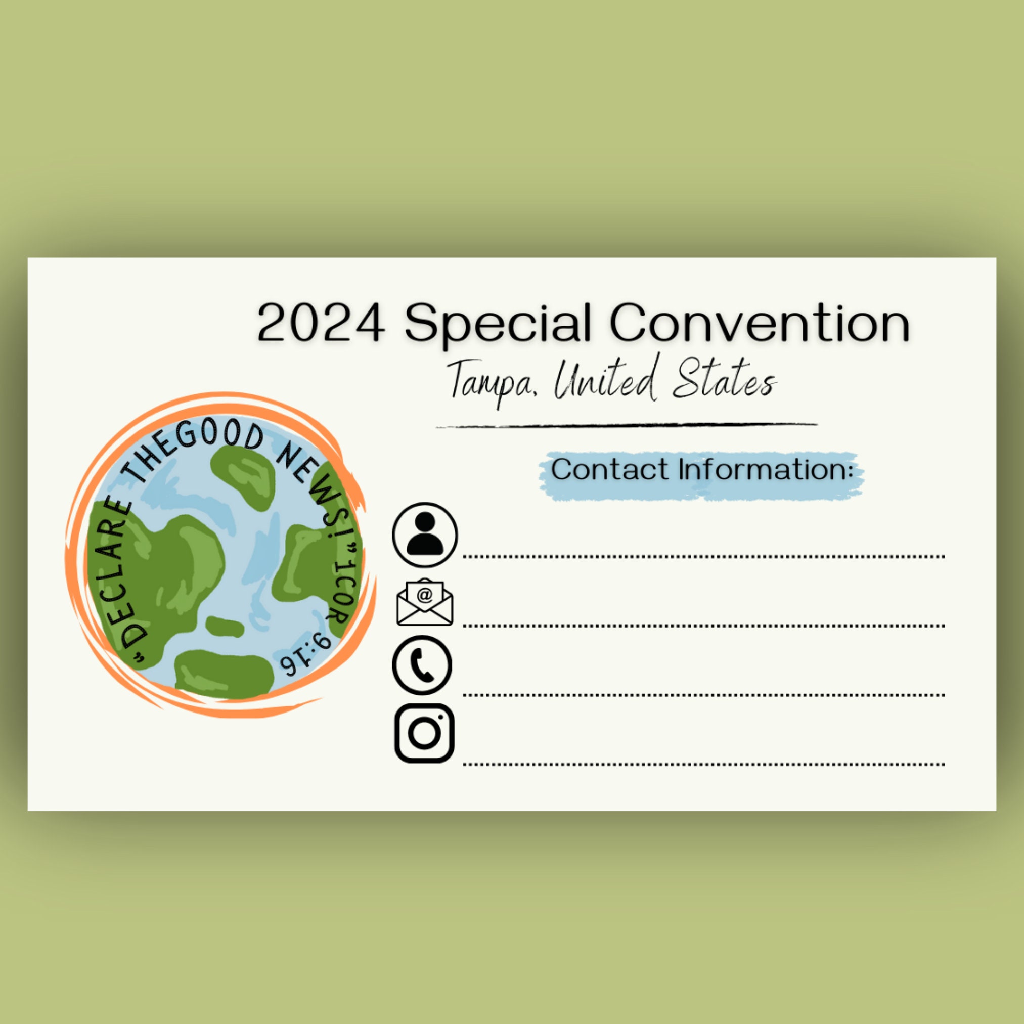 2024 Special Convention Contact Card Printable Tampa, United States ...