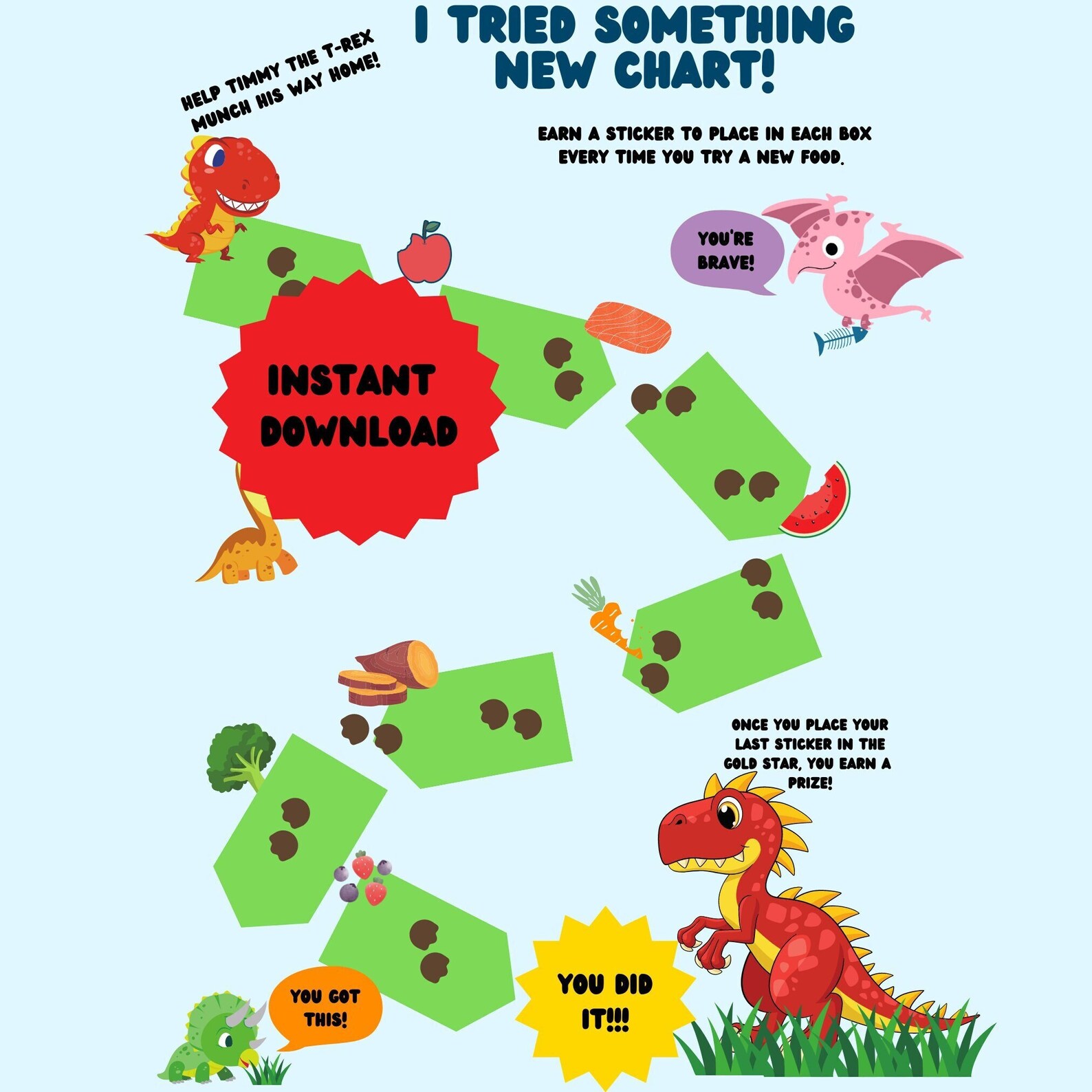 Picky Eater Reward Chart Printable for Preschoolers Try New Foods ...