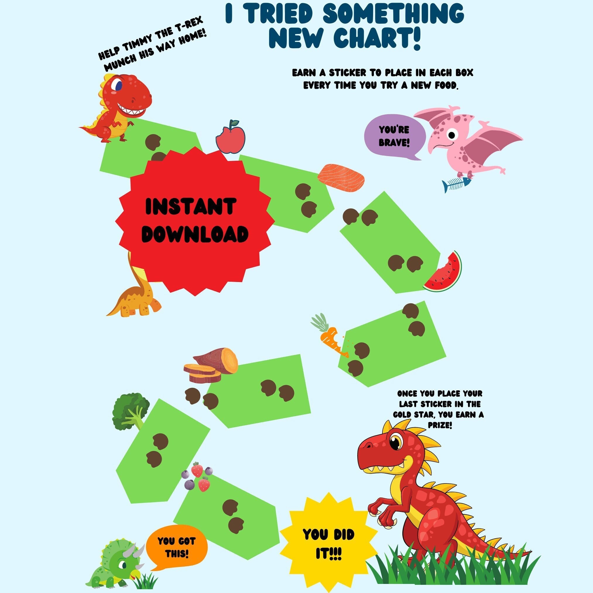 Picky Eater Reward Chart Printable for Preschoolers Try New Foods ...