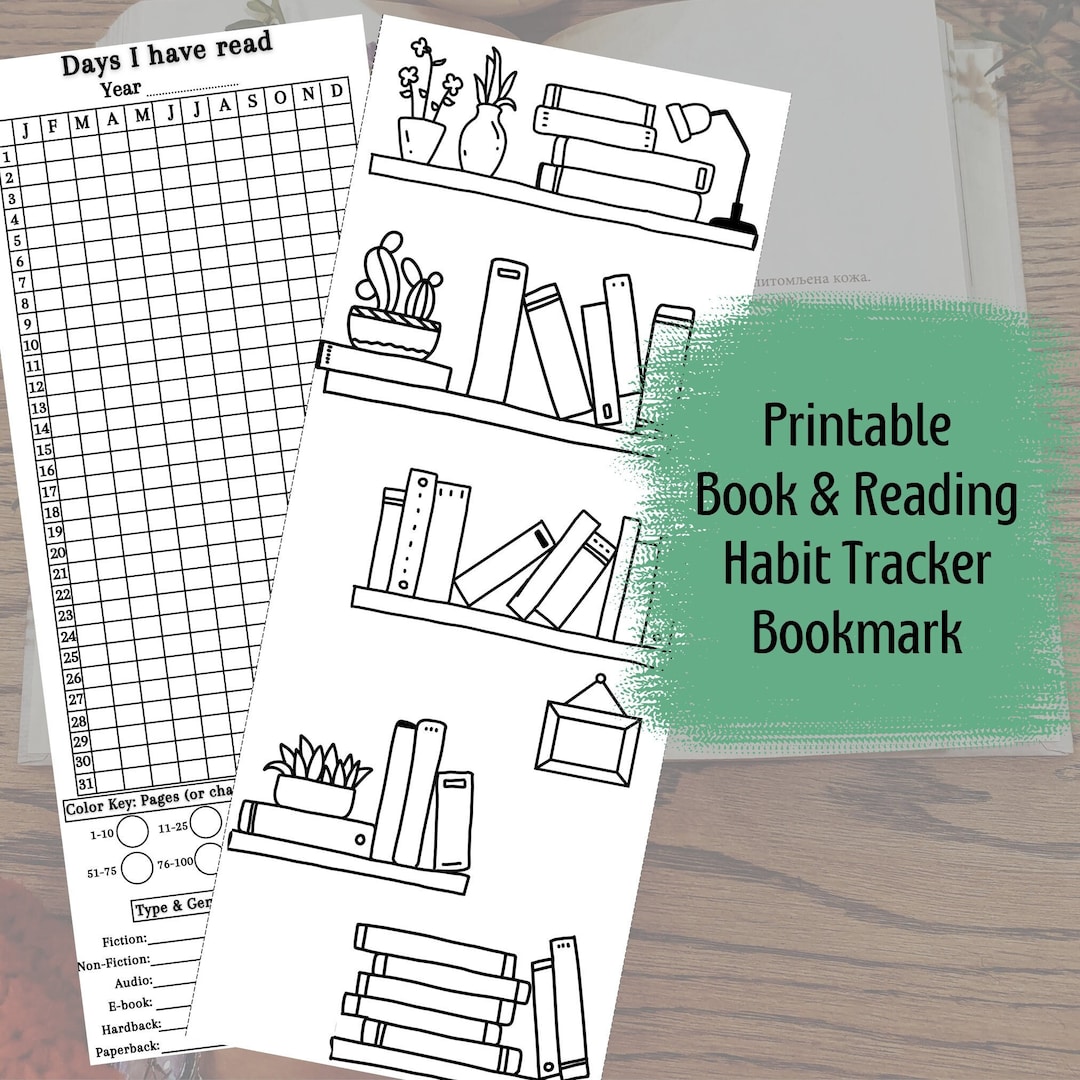 Reading Habit Tracker Bookmark | Book Lover's Gift | Yearly & Monthly ...