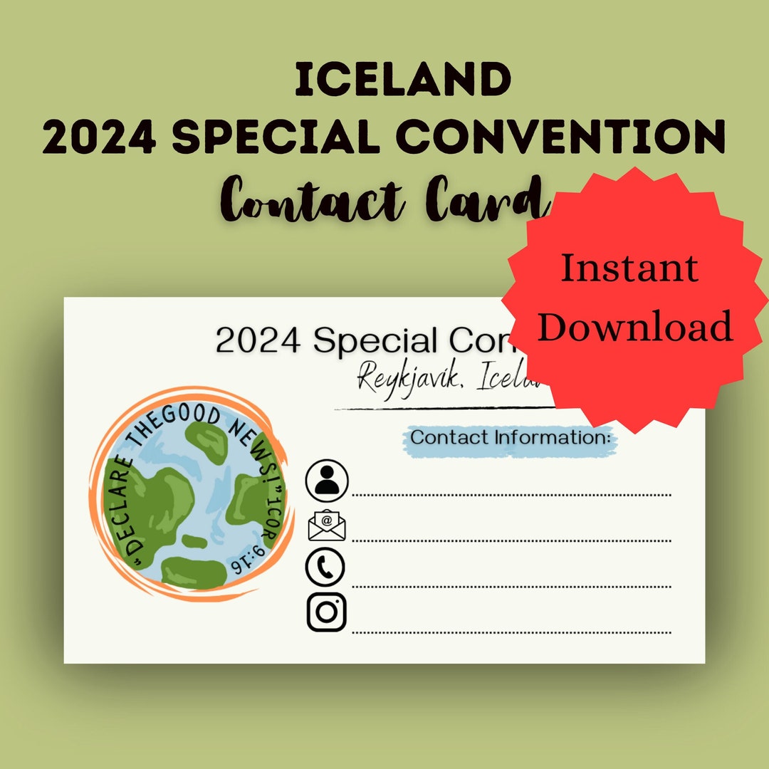 2024 Special Convention Contact Card Printable Reykjavík, Iceland ...