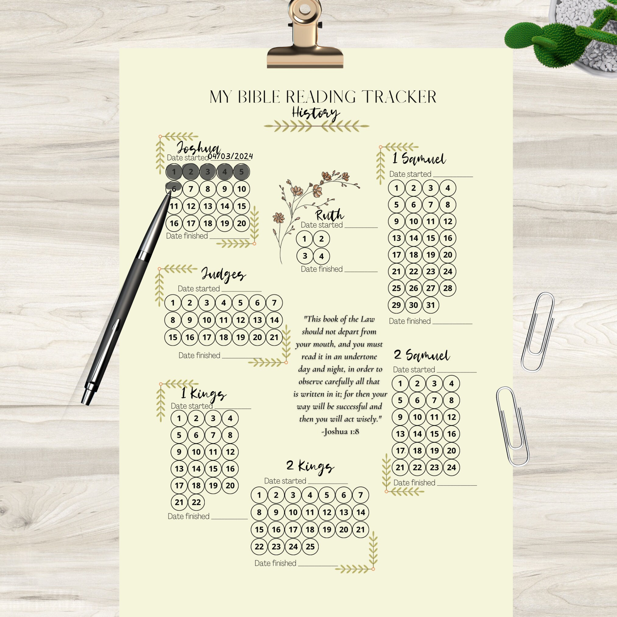 Bible Reading Tracker Book & Chapter Bundle Books of the Bible ...