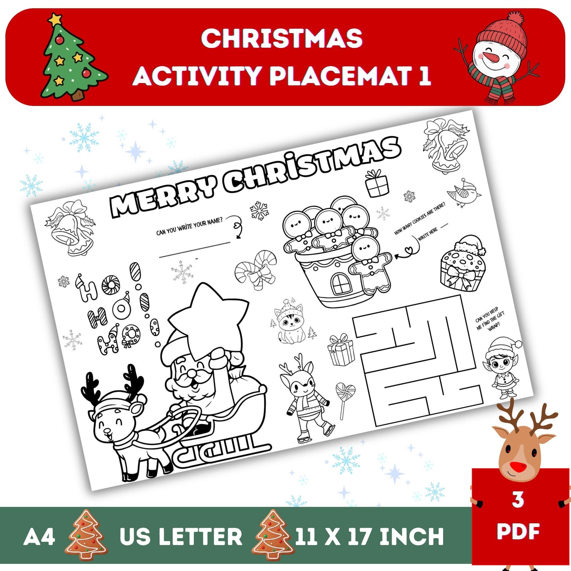 Printable Christmas Activity Mat, Coloring Games (digital Download) - Etsy